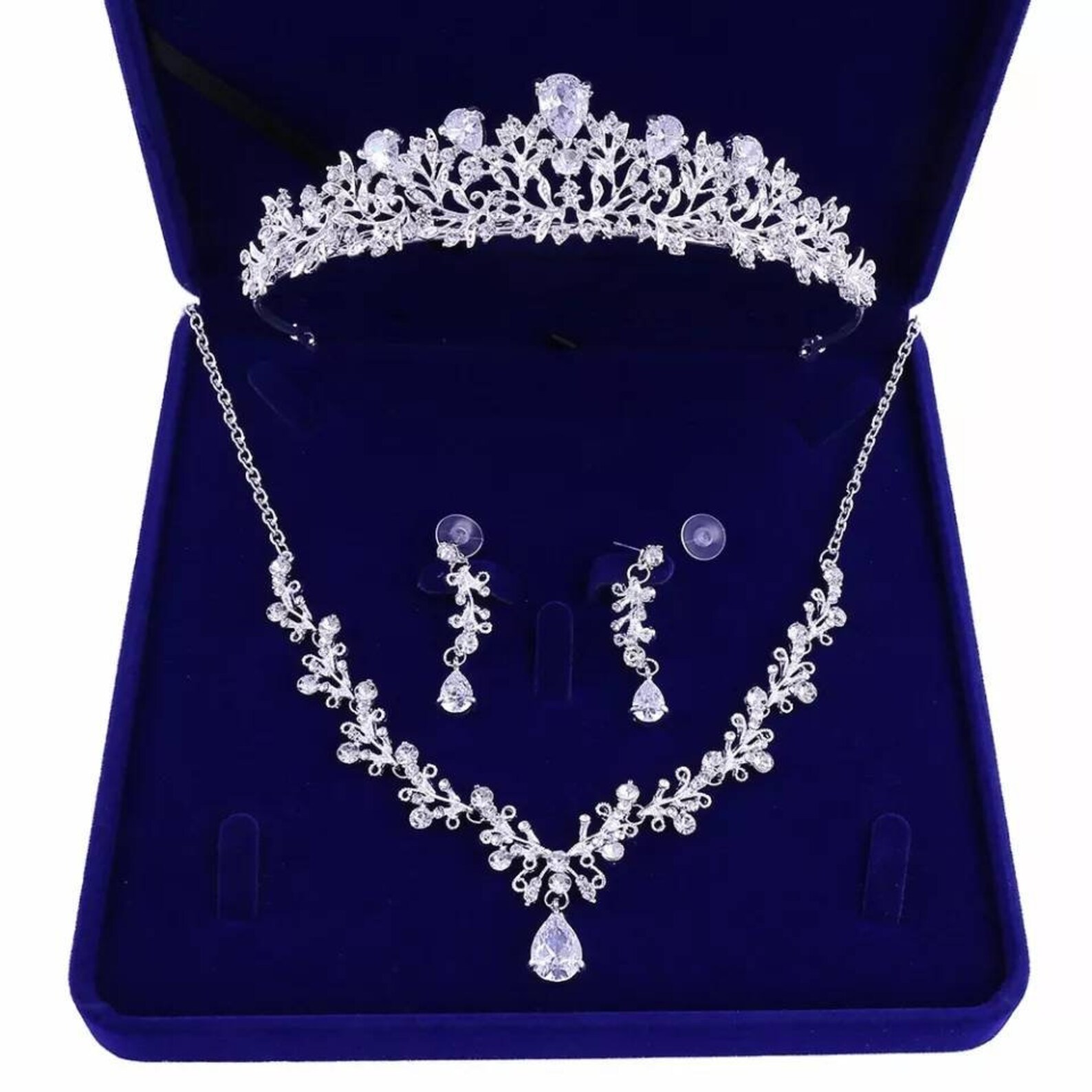 Crystal Rhinestone Wedding Jewellery Set Wedding Tiara Etsy Uk