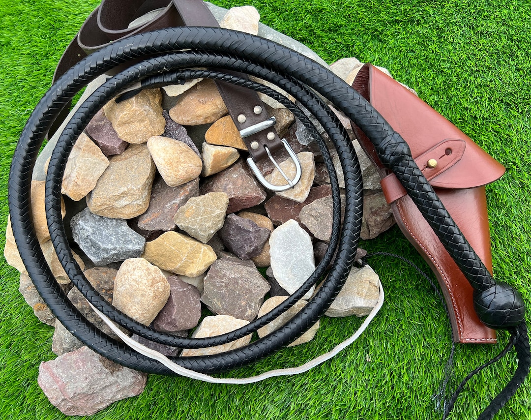 Kangaroo Hide Leather Bullwhip, Black: Indiana Jones Style, 4ft-12ft - Etsy