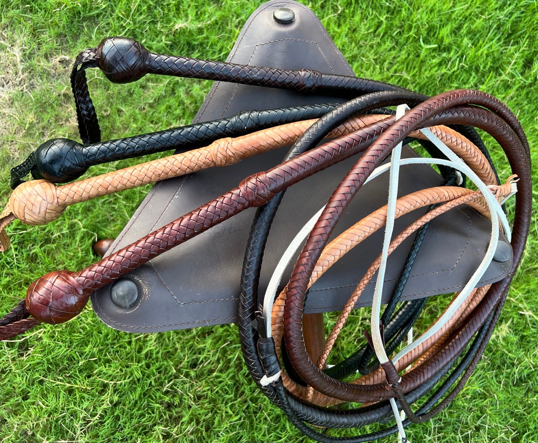 12 Plait Kangaroo Hide Leather Bullwhip, Indian Jones Style, Replica in ...