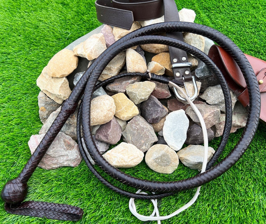 Kangaroo Hide Leather Bullwhip, Brandy Color: Indiana Jones Style, 4ft ...