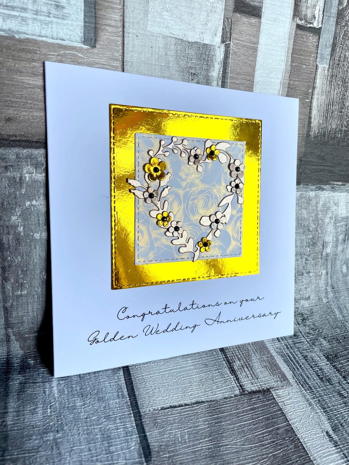 Golden Wedding / Silver Wedding Anniversary Card Heart of Flowers - Etsy UK