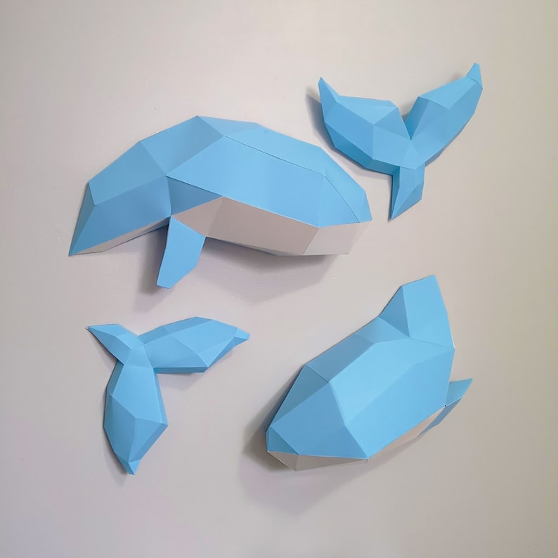 Whale, 3D Paper Model Template, PDF, 2 Sizes 60cm and 40cm, Home Decor ...