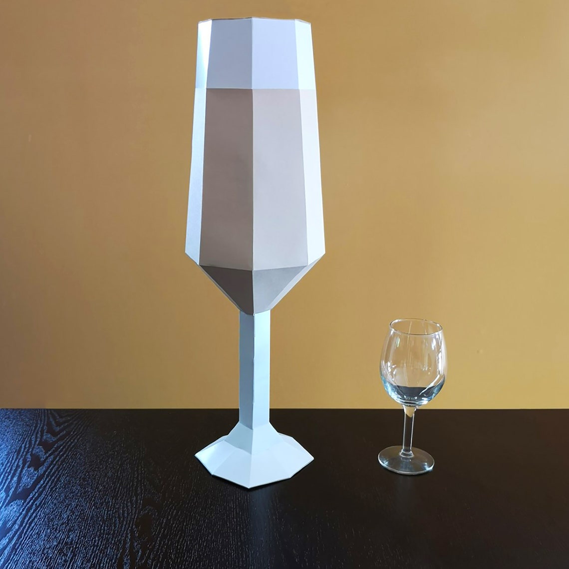 Big Paper Glass 3D Paper Model Template PDF Champagne - Etsy