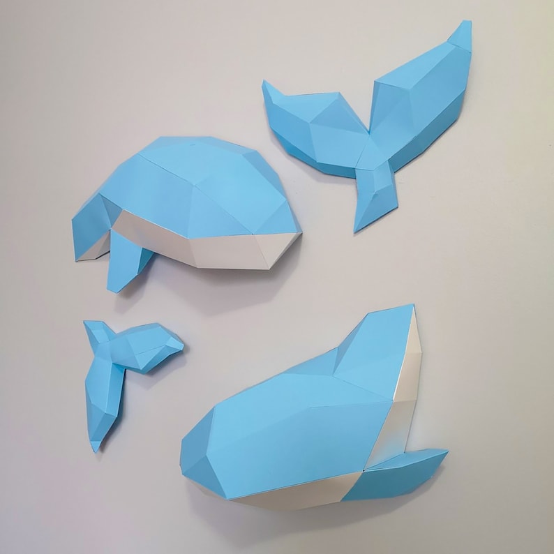 Whale, 3D Paper Model Template, PDF, 2 Sizes 60cm and 40cm, Home Decor ...