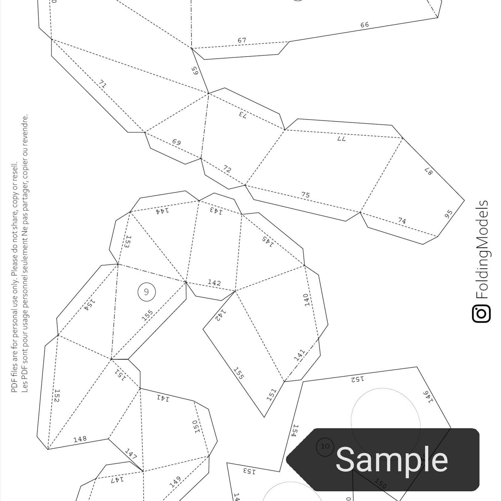 Rose 50cm, 3D Paper Model Templates, PDF, Flower, Wall Decor, DIY ...