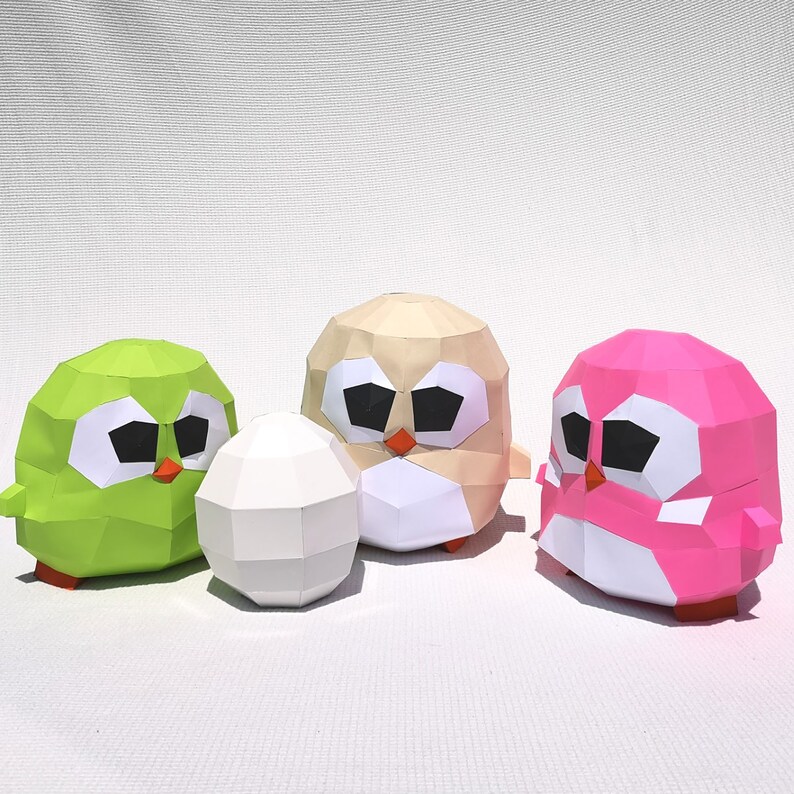 Set of Little Hatchlings, 3D Paper Model Templates, PDF, Wall Decor ...