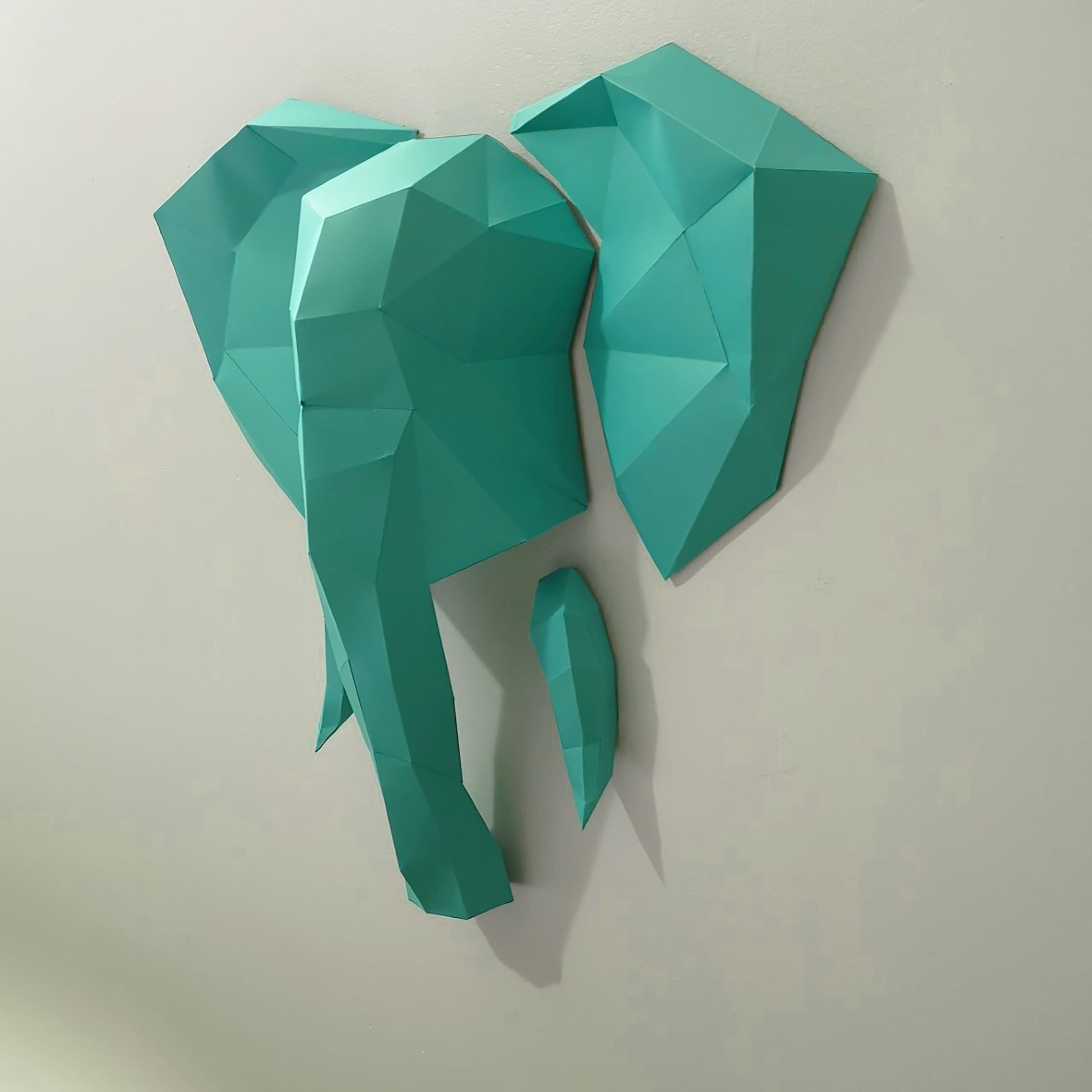 Elephant Head 55cm 3D Paper Model Template PDF Wall Decor - Etsy
