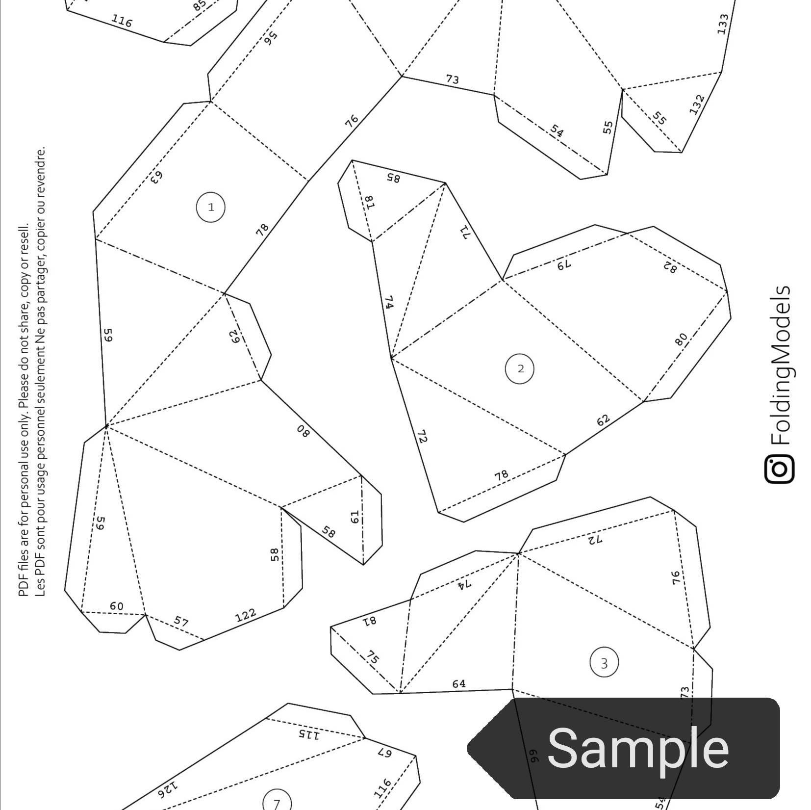 Fox in a Pocket 30cm Pocket-size Fox mini 3D Paper Model | Etsy