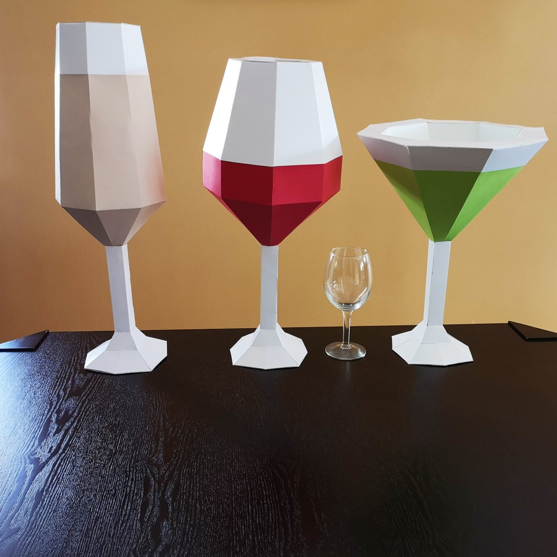 Big Paper Glass 3D Paper Model Template PDF Champagne - Etsy