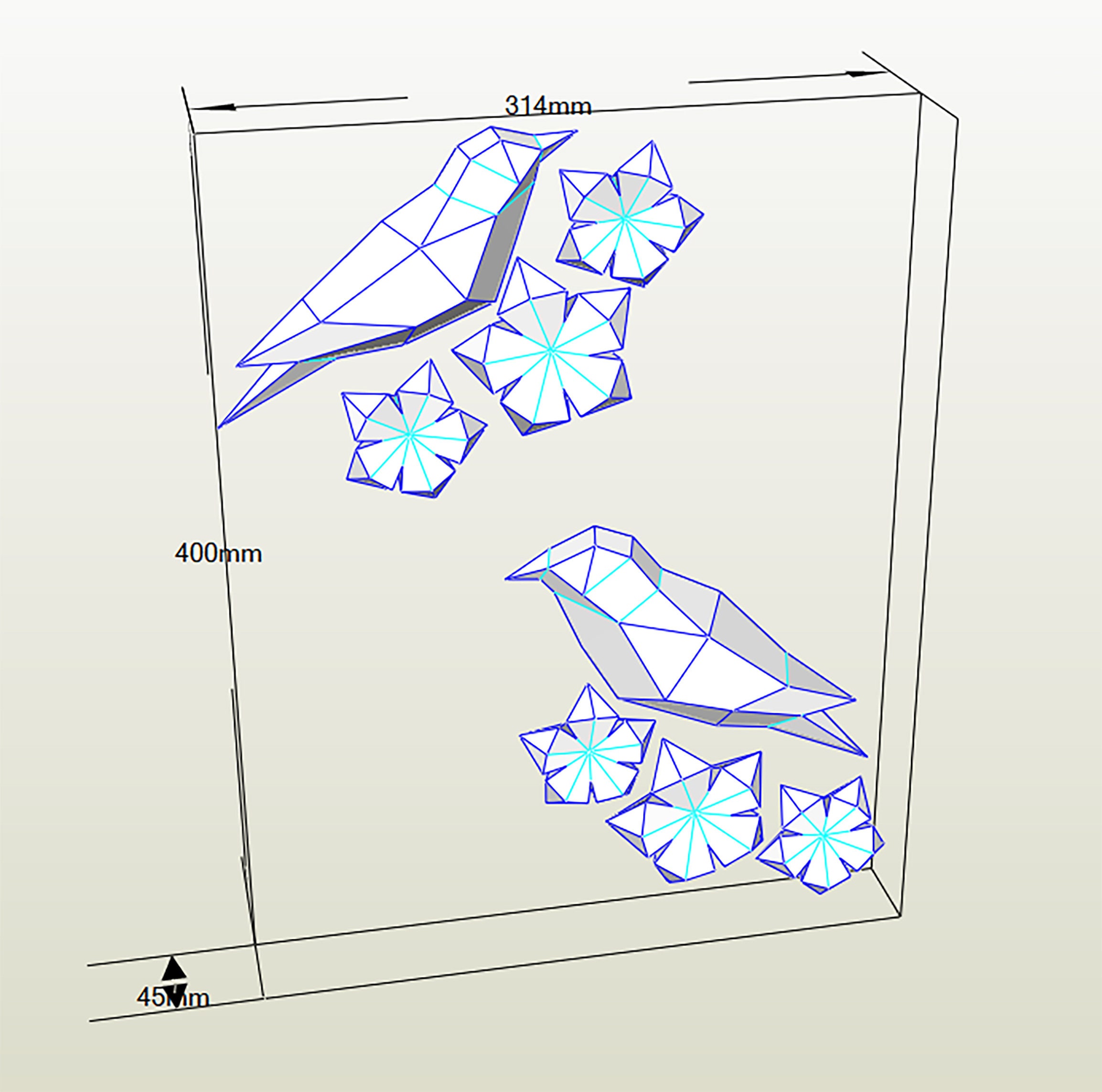 Birds and Flowers 3D Paper Model Template PDF Home Decor - Etsy Canada