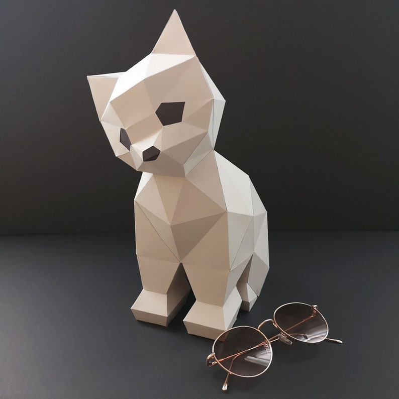 Kitten Papercraft Template PDF 3D Paper Model Cat Home - Etsy UK