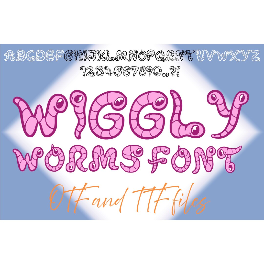 Wiggly Worms Snake Font Cartoon Lettering Typography Alphabet OTF for ...