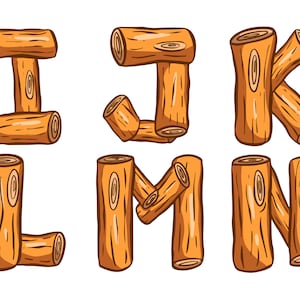 Wood Log Twig Tree Woodland Font Letter Alphabet ABC Cartoon PNG for ...