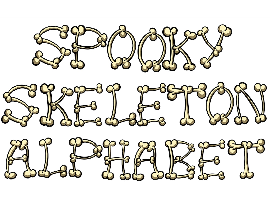 Skeleton Bones Font Letter Alphabet ABC Cartoon PNG for Children's ...