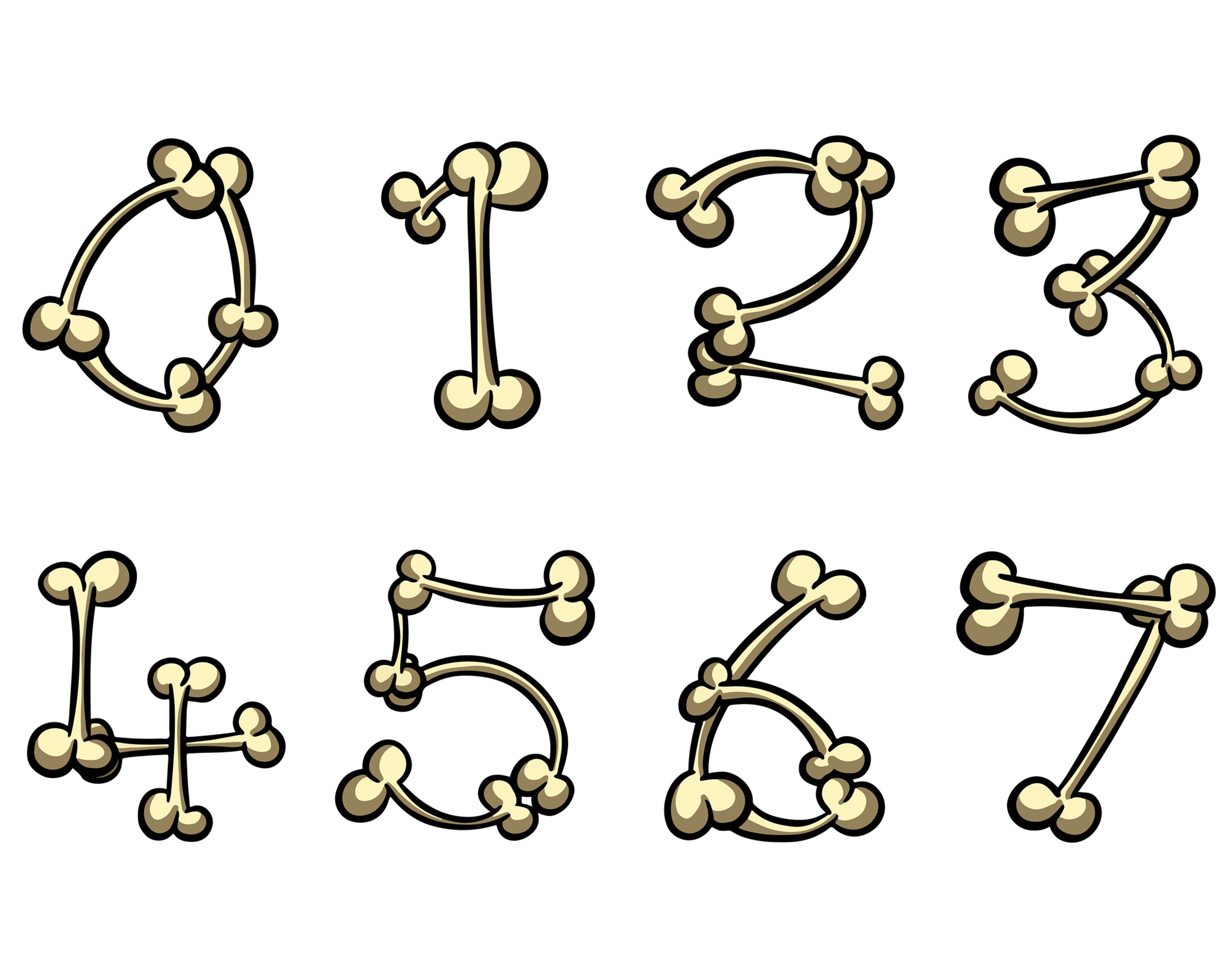 Skeleton Bones Font Letter Alphabet ABC Cartoon PNG for Children's ...