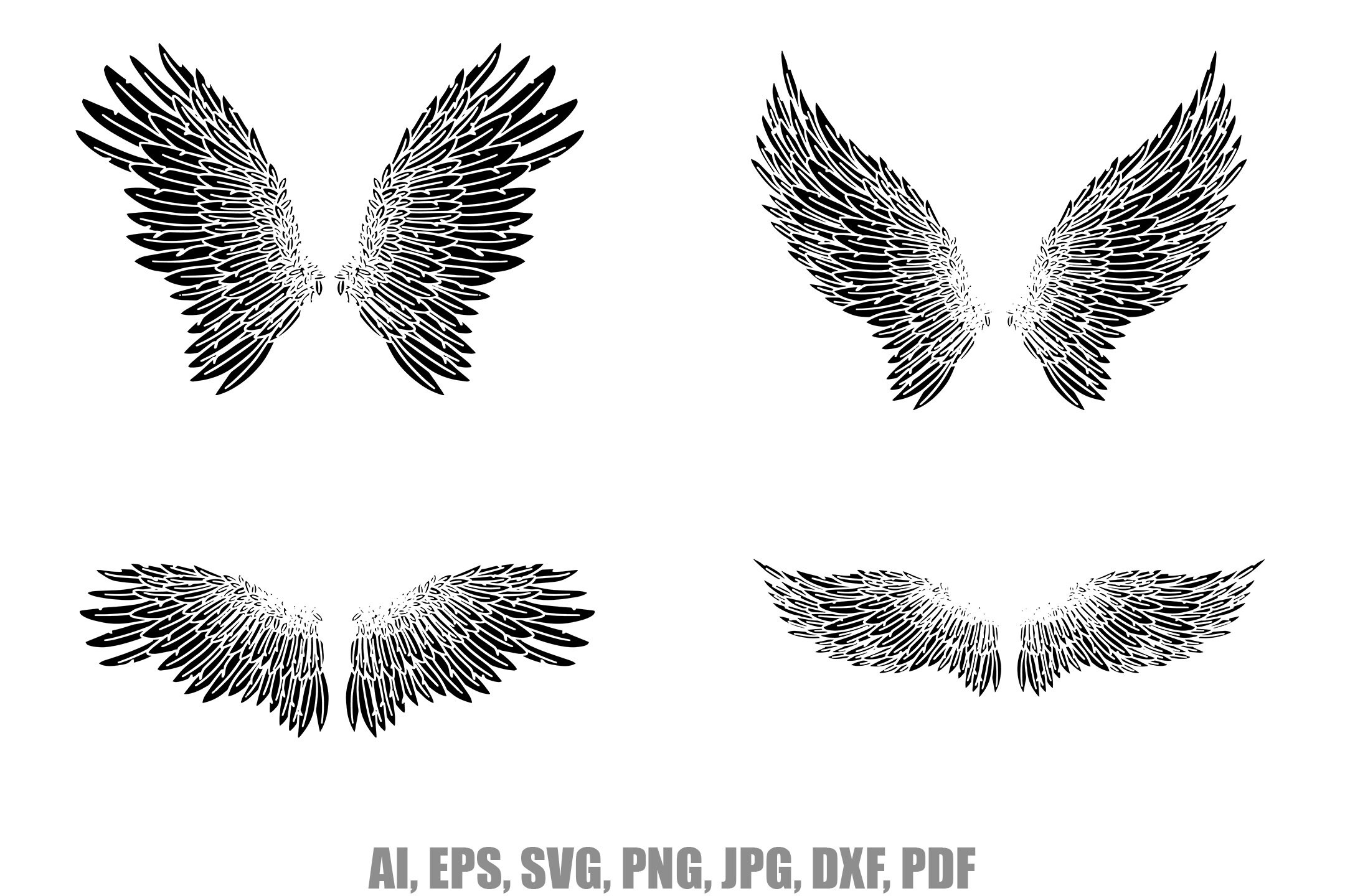 20 Beautiful Black Bird Feather Angel Wings Illustration Collection ...