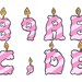 Pink Candles Cartoon Font Lettering Number Birthday Alphabet SVG PNG ...