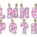 Pink Candles Cartoon Font Lettering Number Birthday Alphabet SVG PNG ...