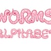 Pink Worm Snake Font Letter Alphabet ABC Cartoon PNG for Children's ...