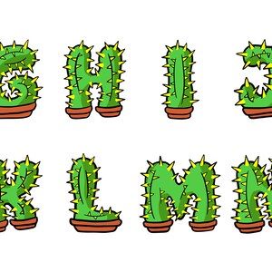 Cactus Plant Font Letter Alphabet ABC Cartoon PNG for Children's ...