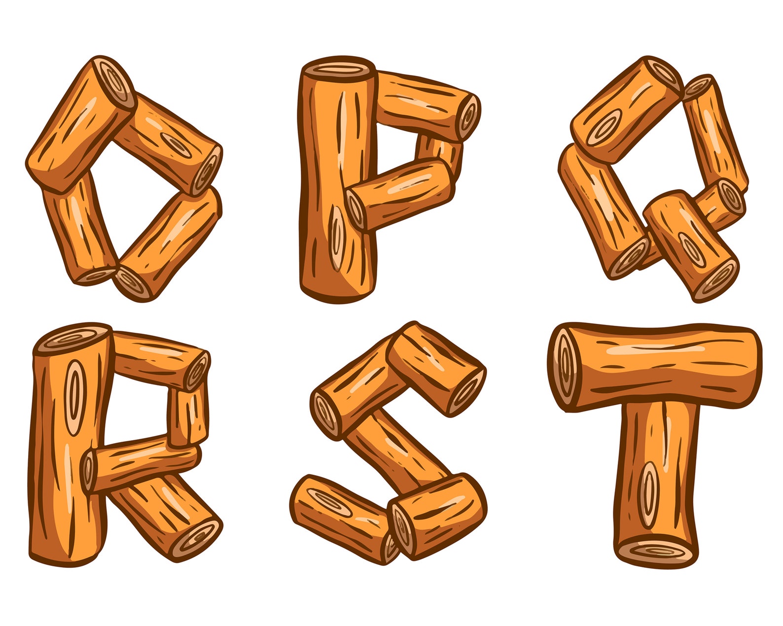 Wood Log Tree Woodland Font Letter Alphabet ABC Cartoon PNG for ...