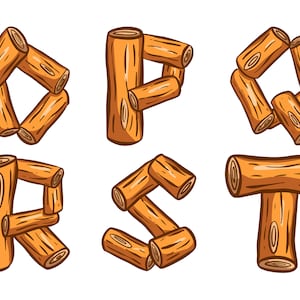 Wood Log Tree Woodland Font Letter Alphabet ABC Cartoon PNG for ...