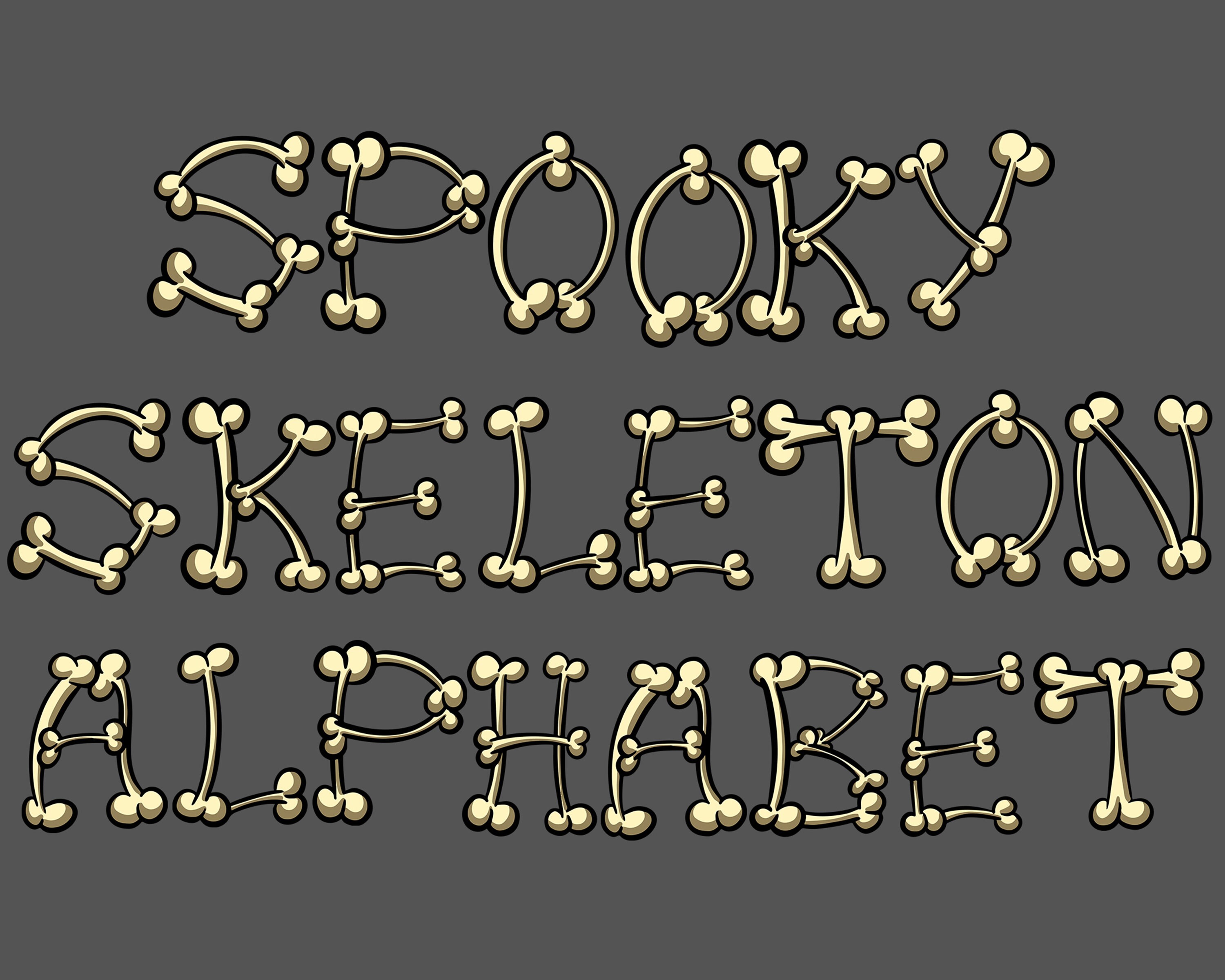 Skeleton Bones Font Letter Alphabet ABC Cartoon PNG for Children's ...