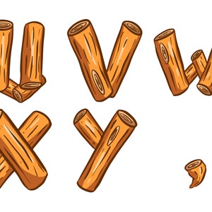 Wood Log Tree Woodland Font Letter Alphabet ABC Cartoon PNG for ...