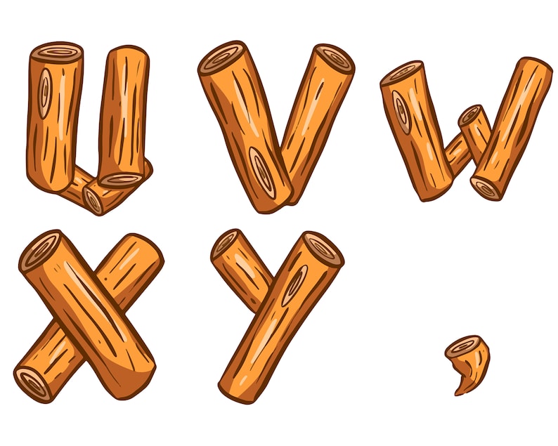 Wood Log Tree Woodland Font Letter Alphabet ABC Cartoon PNG for ...