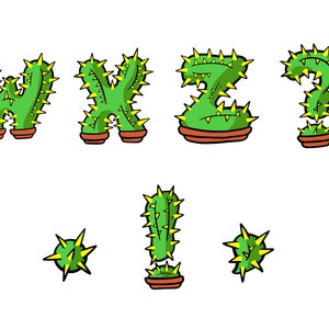 Cactus Plant Font Letter Alphabet ABC Cartoon PNG for Children's ...