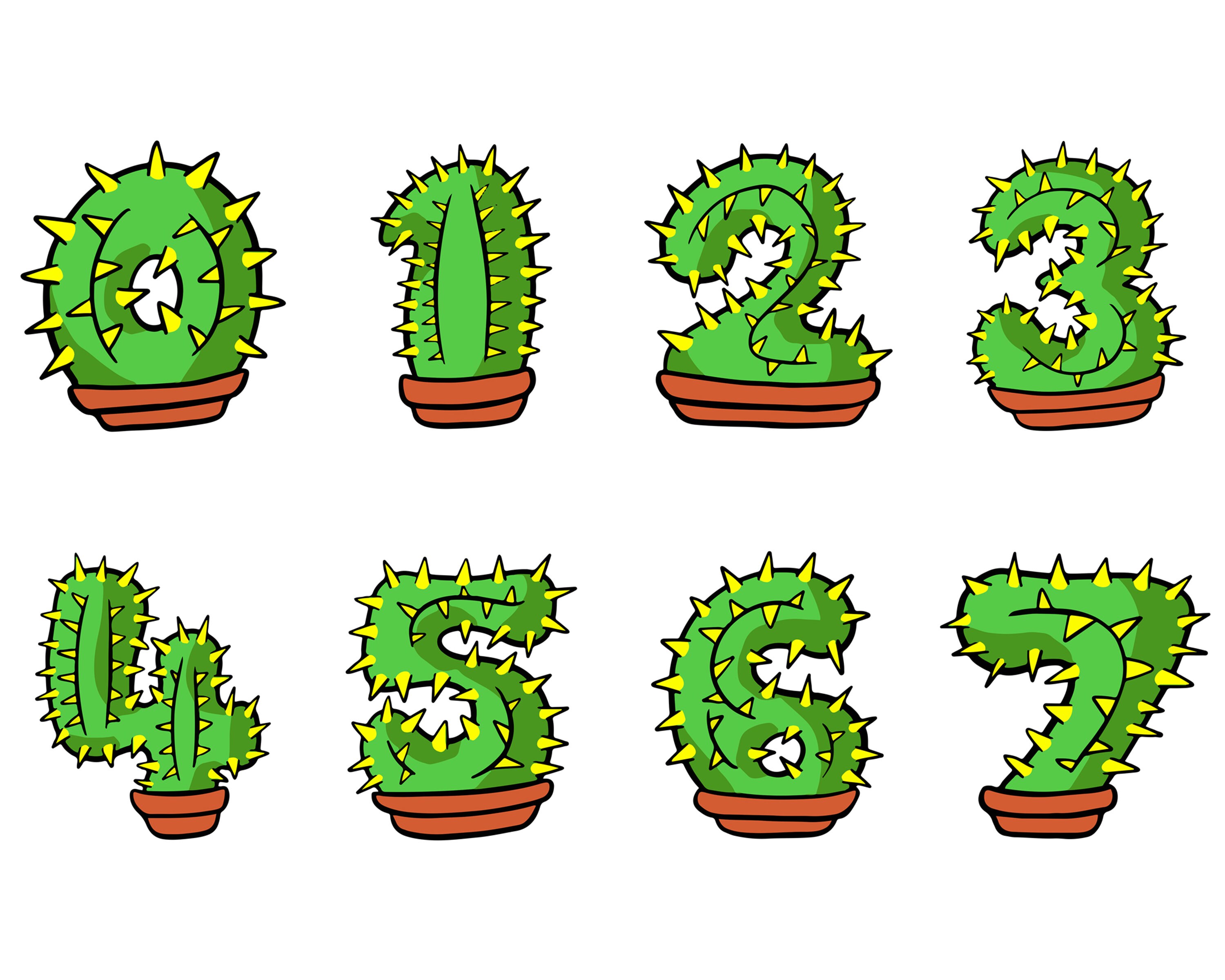 Cactus Plant Font Letter Alphabet ABC Cartoon PNG for Children's ...