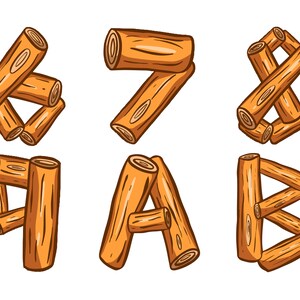 Wood Log Tree Woodland Font Letter Alphabet ABC Cartoon PNG for ...