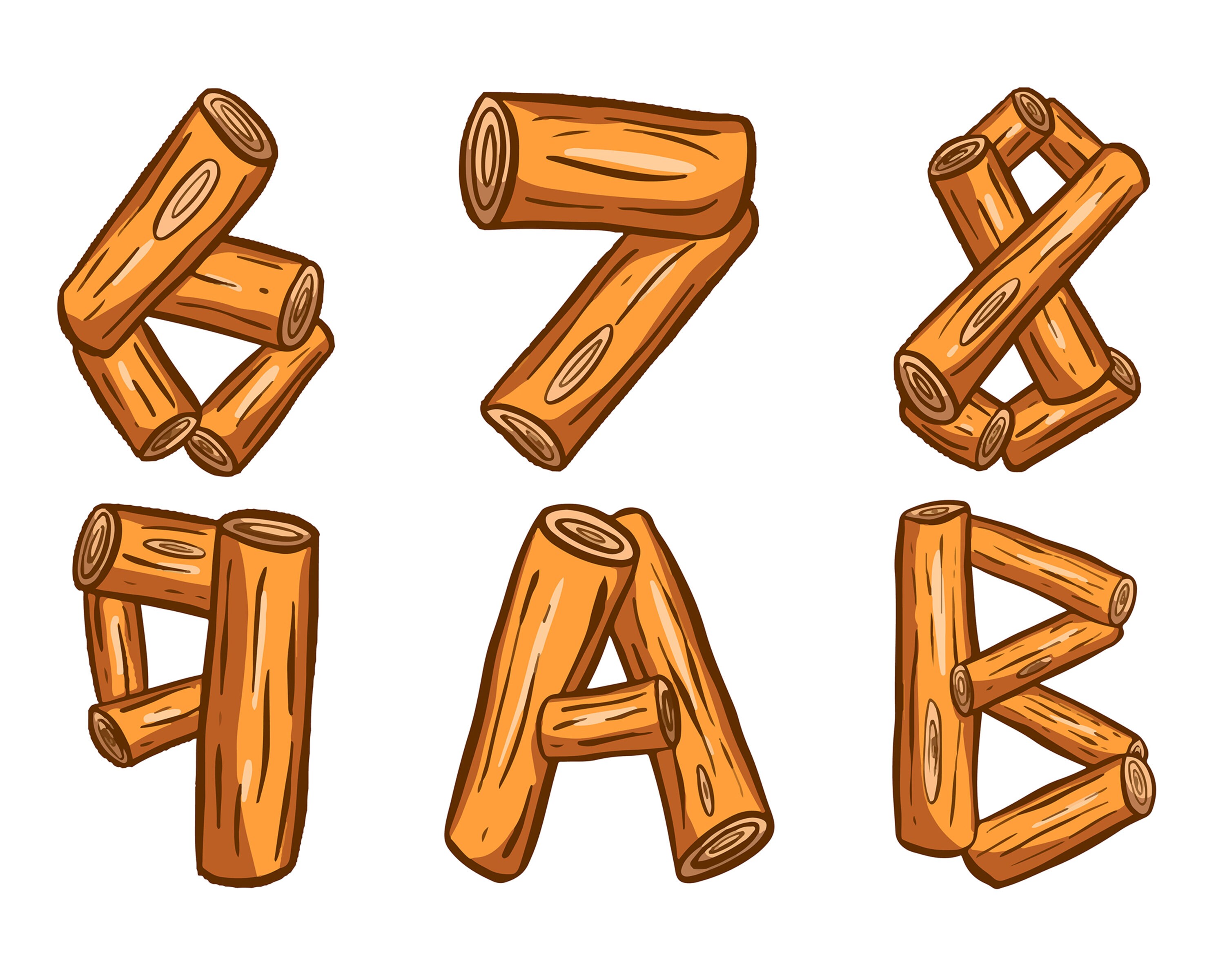 Wood Log Tree Woodland Font Letter Alphabet ABC Cartoon PNG for ...