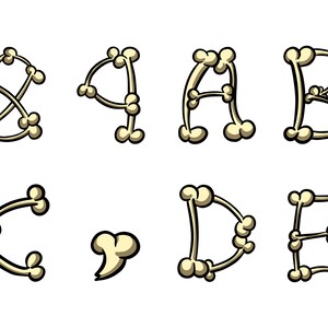 Skeleton Bones Font Letter Alphabet ABC Cartoon PNG for Children's ...
