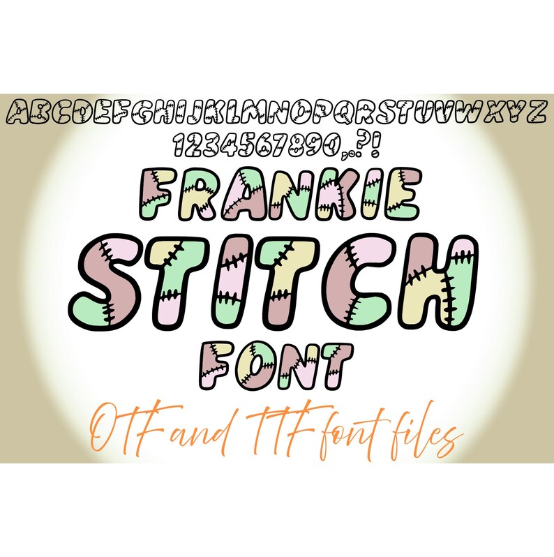 Frankie Stitch Lettering ABC Text Font Typeface Halloween OTF ...