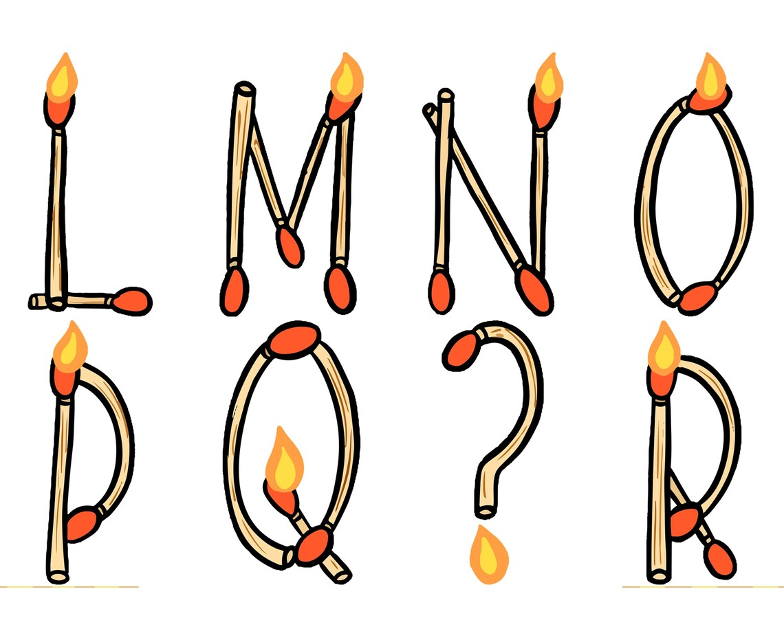 Matchstick Fire Wood Lettering Font Alphabet Match SVG PNG - Etsy