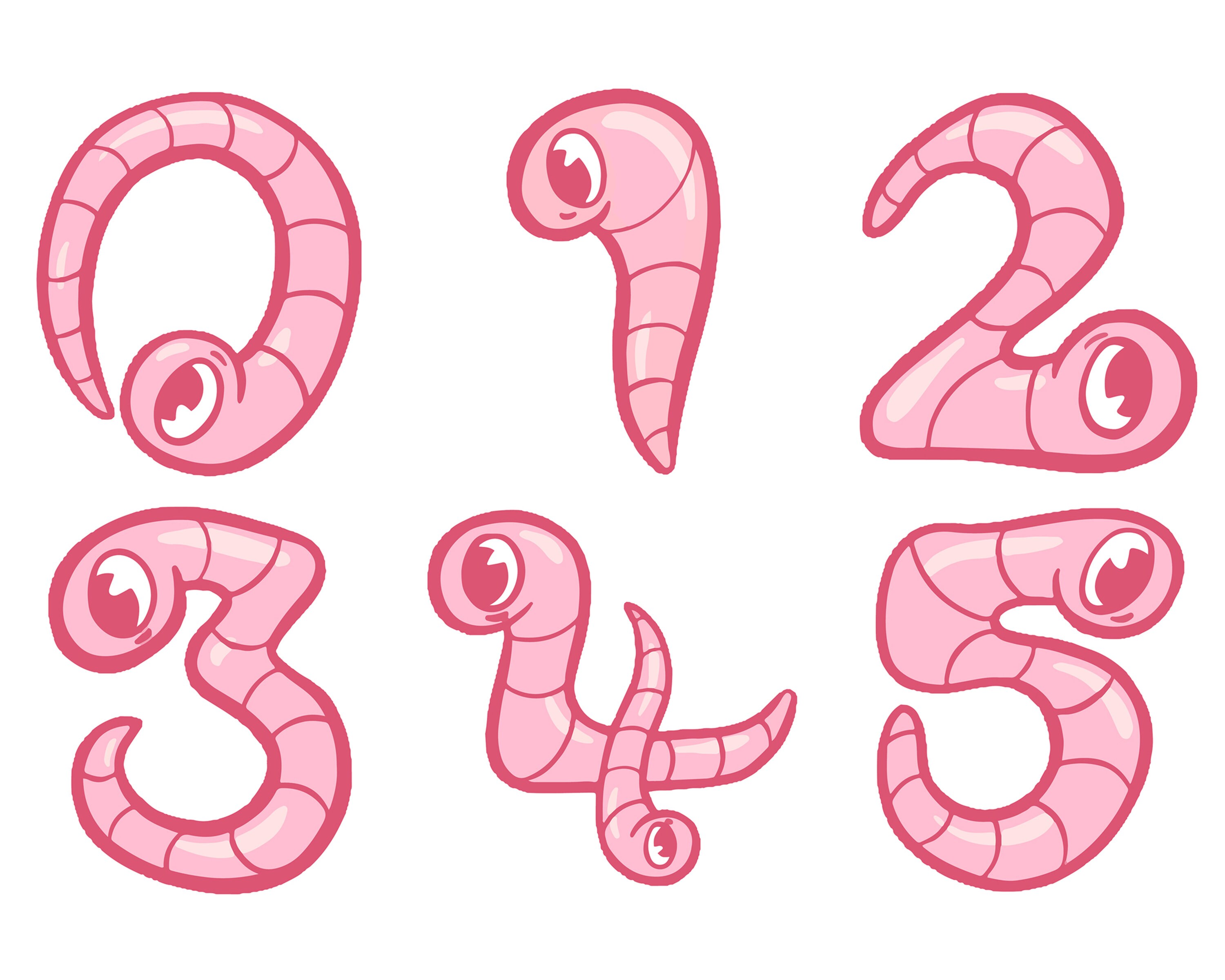 Pink Worm Snake Font Letter Alphabet ABC Cartoon PNG for Children's ...