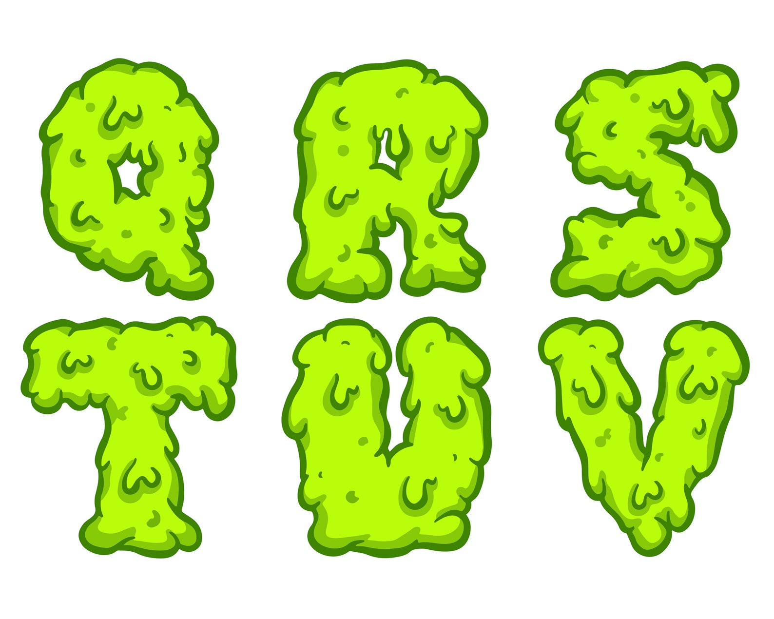 Slime Snot Bogies Font Letter Alphabet ABC Cartoon PNG for Children's ...