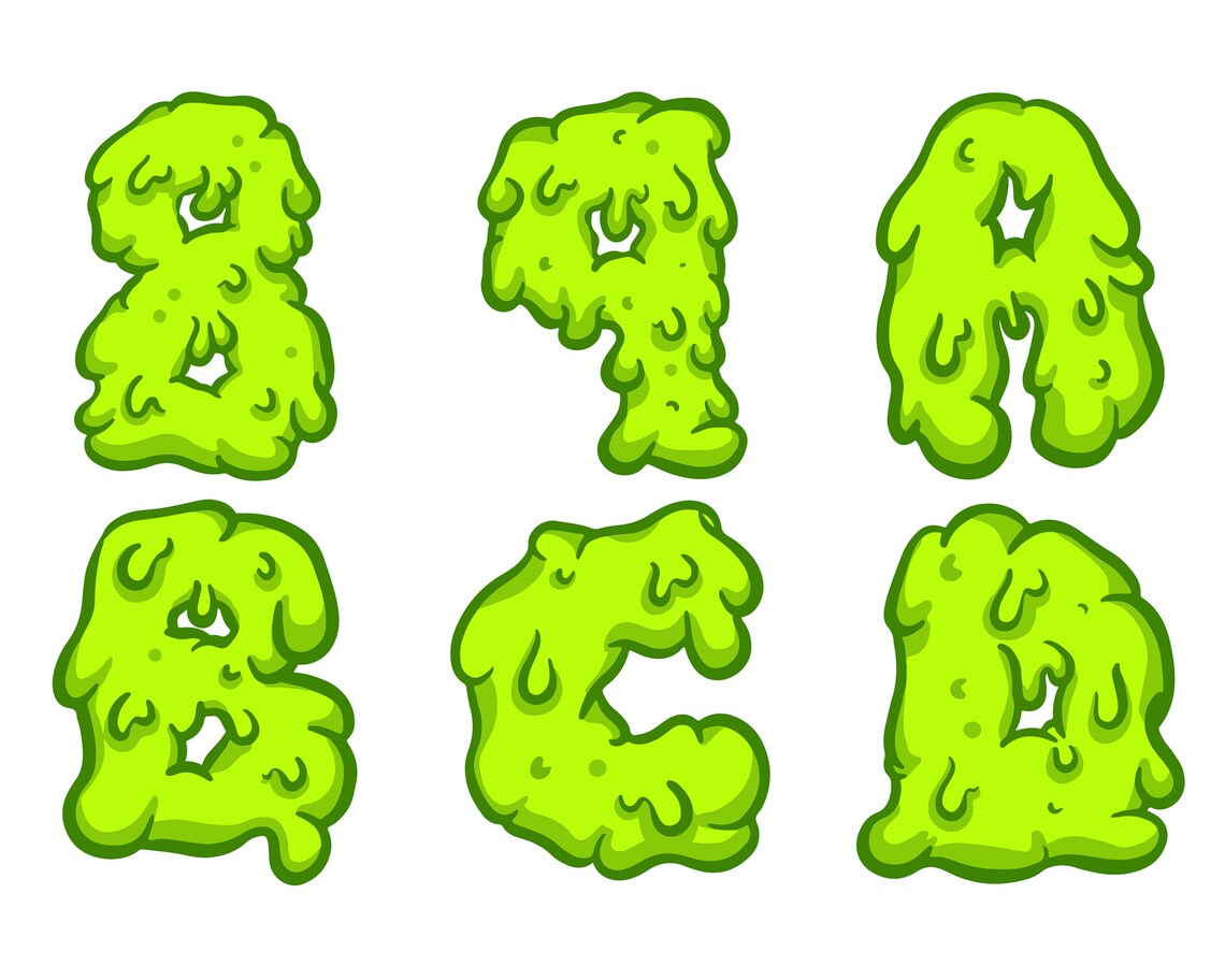 Slime Snot Bogies Font Letter Alphabet ABC Cartoon PNG for Children's ...