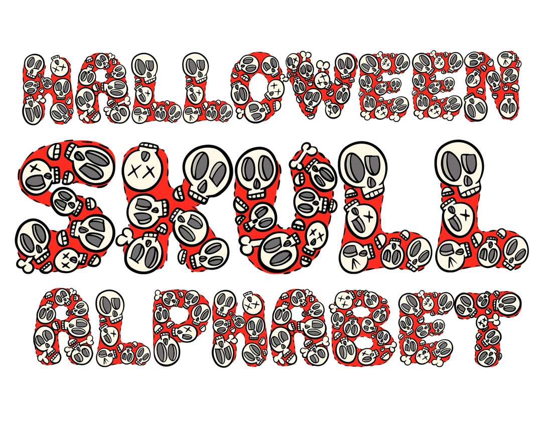 Skull Bones Font Letter Alphabet ABC Cartoon PNG for Children's ...