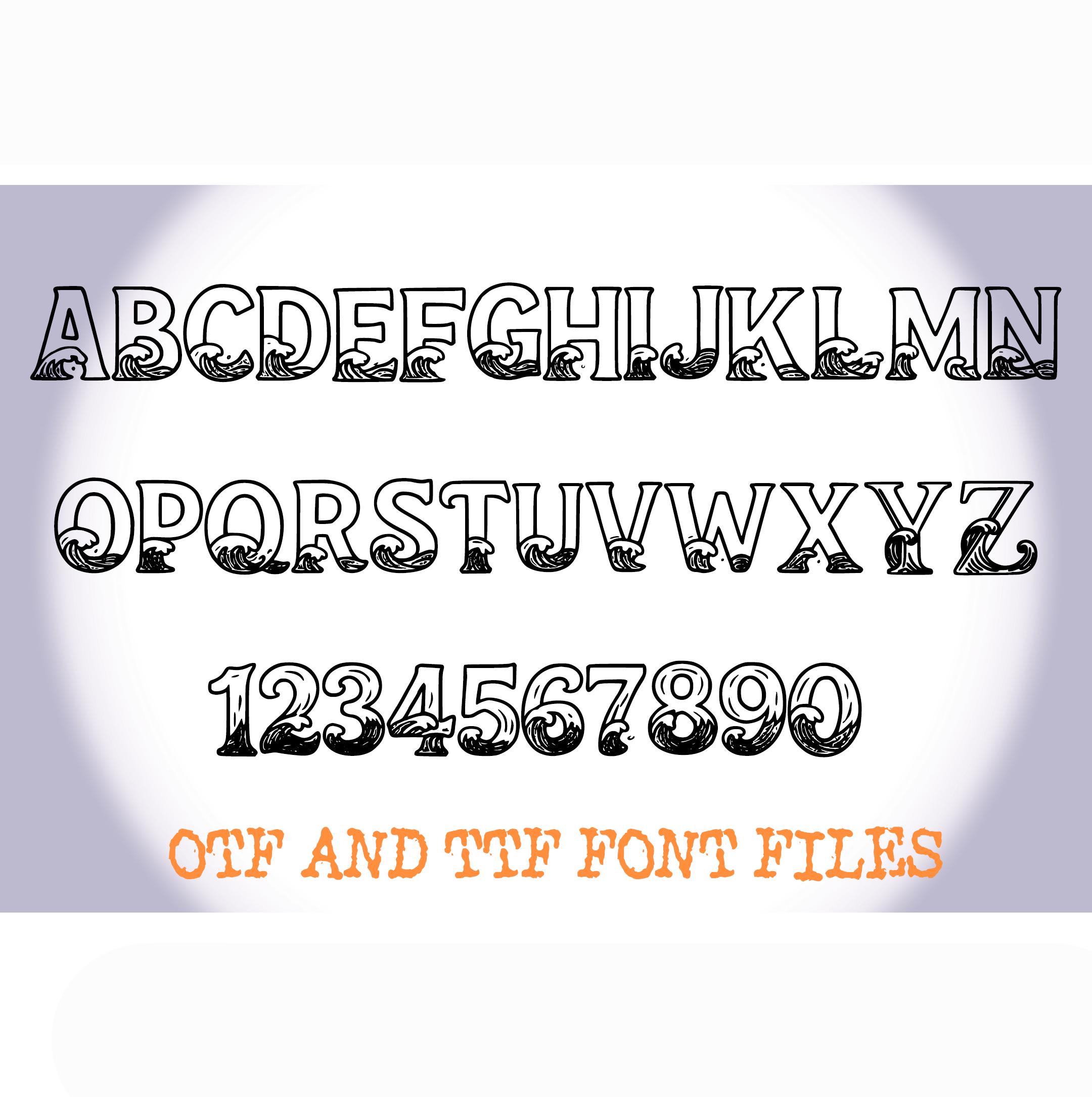 Coastal Waves Lettering ABC Text Font Alphabet OTF Type Illustration - Etsy