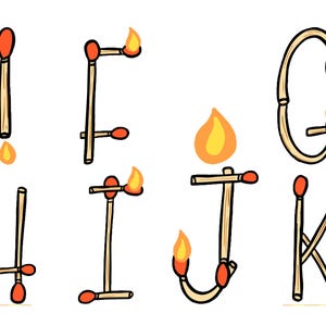Matchstick Fire Wood Lettering Font Alphabet Match SVG PNG - Etsy