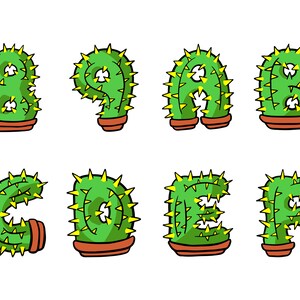 Cactus Plant Font Letter Alphabet ABC Cartoon PNG for Children's ...