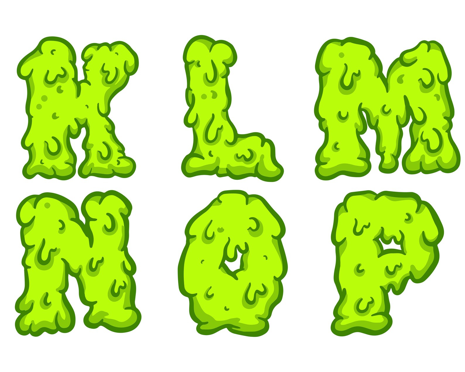 Slime Snot Bogies Font Letter Alphabet ABC Cartoon PNG for Children's ...