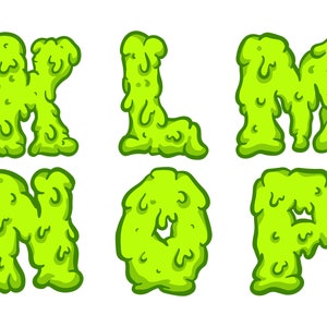 Slime Snot Bogies Font Letter Alphabet ABC Cartoon PNG for Children's ...