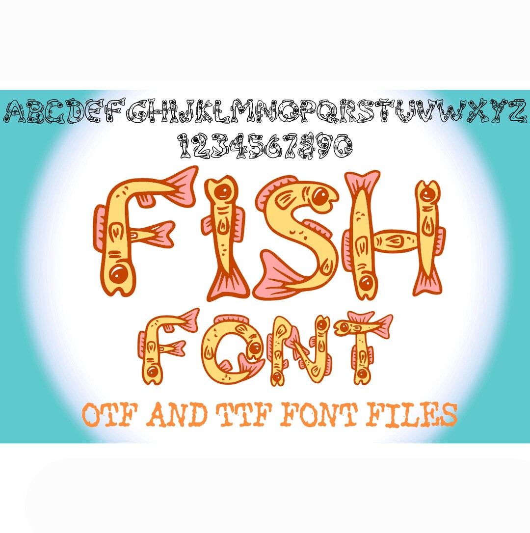 Fish Lettering ABC Text Font Alphabet OTF Goldfish Type Illustration - Etsy