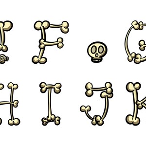 Skeleton Bones Font Letter Alphabet ABC Cartoon PNG for Children's ...