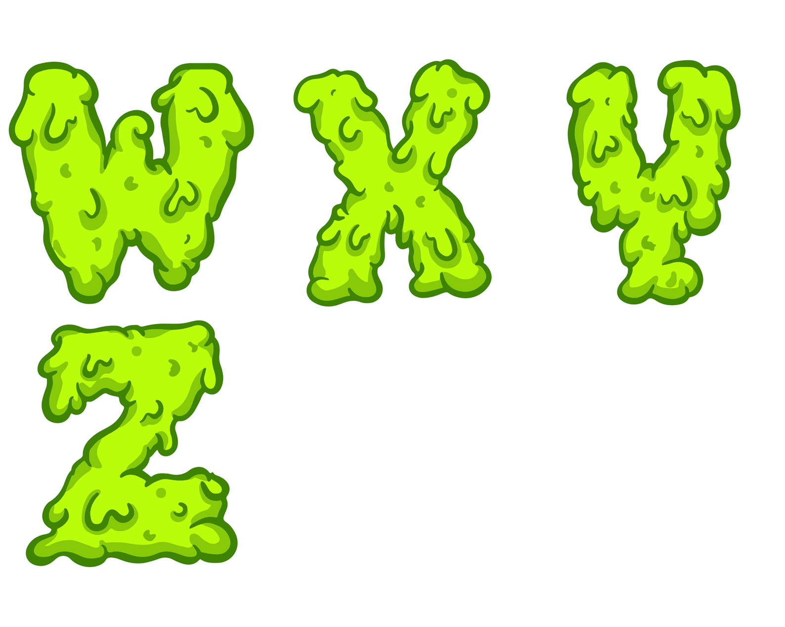 Slime Snot Bogies Font Letter Alphabet ABC Cartoon PNG for Children's ...