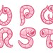Pink Worm Snake Font Letter Alphabet ABC Cartoon PNG for Children's ...