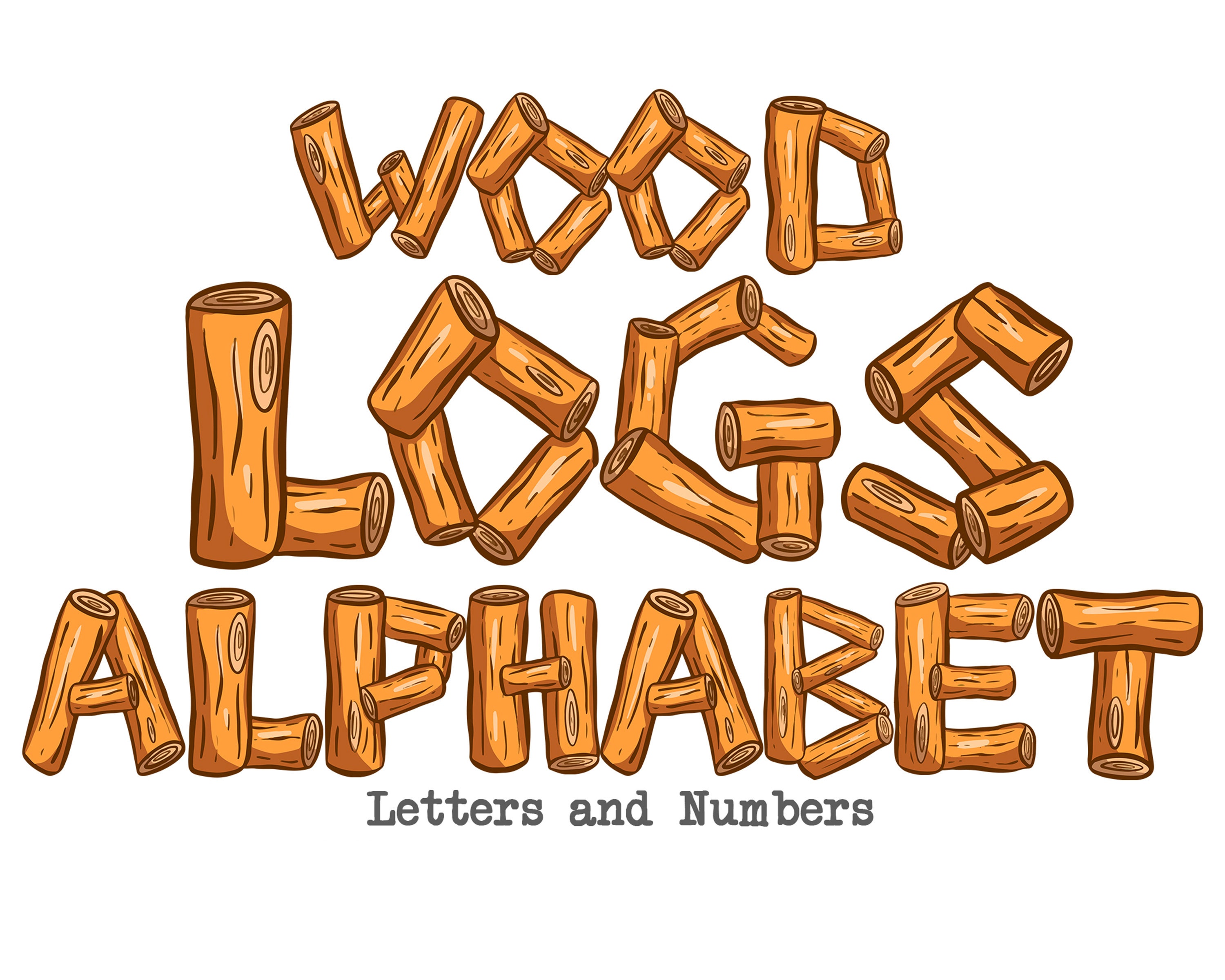 Wood Log Tree Woodland Font Letter Alphabet ABC Cartoon PNG for ...